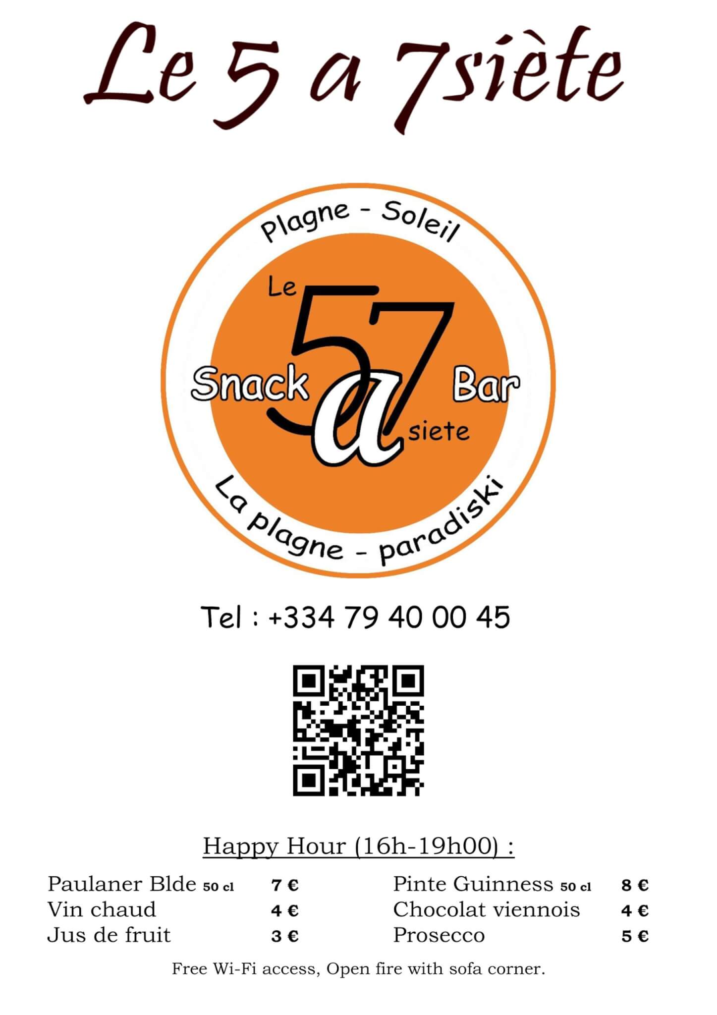 La carte 5a7 - Le 5 a 7siète